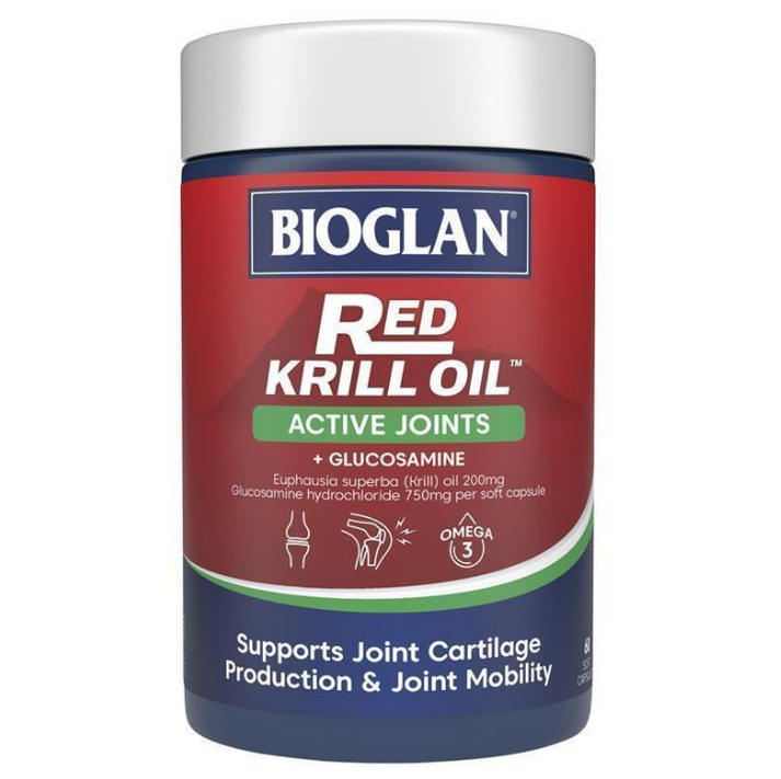 Bioglan Red Krill Oil Active Joints 磷蝦油+葡萄糖胺 60 Soft Capsules – ROO.au